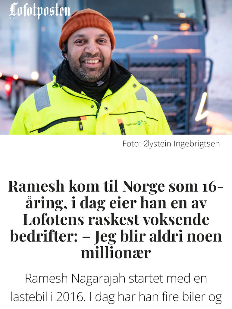 Mediebank | Ramesh Nagarajah Transport AS